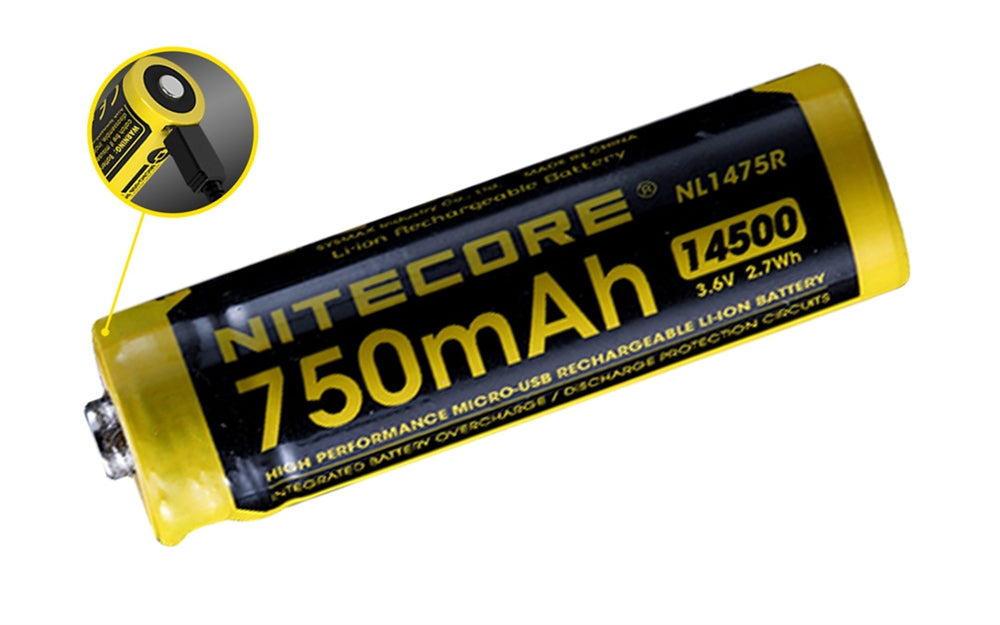 NITECORE NL1475R 750mAh 14500 USB Rechargeable Battery – Longhorn Tactical